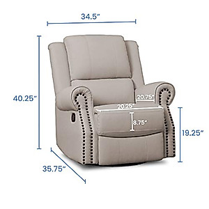 Delta Children Dylan Nursery Recliner Glider Swivel Chair, Flax