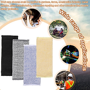 Neer 4 Pair Protective Arm Sleeves for Thin Skin Anti-Cut Burn Resistant Cover Forearm Sleeve for Cooking Construction(Black, Purple, Gray, Beige)
