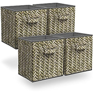 Sorbus Fabric Storage Cubes 11 Inch - Big Sturdy Collapsible Storage Bins with Dual Handles - Foldable Baskets for Organizing -Decorative Storage Baskets for Shelves | Home & Office Use -4 Pack | Gray