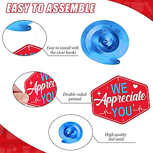 60 Pieces Nurses Week Decorations,Thank You Nurse Hanging Swirl,Nurse Appreciation Foil Hanging Swirl Streamers for Doctor Medical Themed Party Nursing School RN Graduation Party Supplies