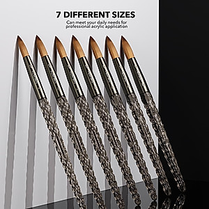 KIARA SKY Black Crystal Acrylic Nail Brush - Professional Nail Tool - Nail Kolinsky Brush - 100% Kolinsky Hand Crafted Nail Tools - Long Lasting Nail Acrylic Brush, #16