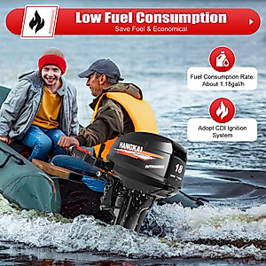 awolsrgiop 2 Stroke 18HP Outboard Motor Gas-Powered Water Cooling Boat Engine Long Shaft Tiller Control 246CC Heavy Duty Fishing Boat Kayak Engine Outboard Motors Boat Engine Motor