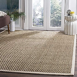 SAFAVIEH Natural Fiber Collection 8' x 10' Ivory NF114J Border Basketweave Seagrass Area Rug
