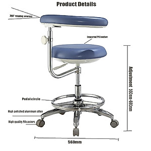 SFKLYU Dental Assistant Chair Adjustable Dental Assistant Stool 360° Rotation Armrest for Office Medical Dentist Shop Lab and Home Beauty Salon,Green