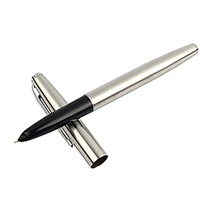 JINHAO 911 Fountain Pen - Stainless Steel Body - 0.38mm Extra Fine Nib Calligraphy Writing Pens Includes Ink Refill Converter with Pen Case Set