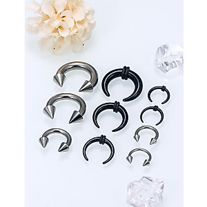 Tvalccoy Septum Stretching Kit 14g 12g 14 10g 8g 6g 4g 14 12 Gauge Big Nose Piercing Rings Stretched Jewelry for Women Men Acrylic Pincher Taper Surgical Steel Horseshoe Internally Threaded