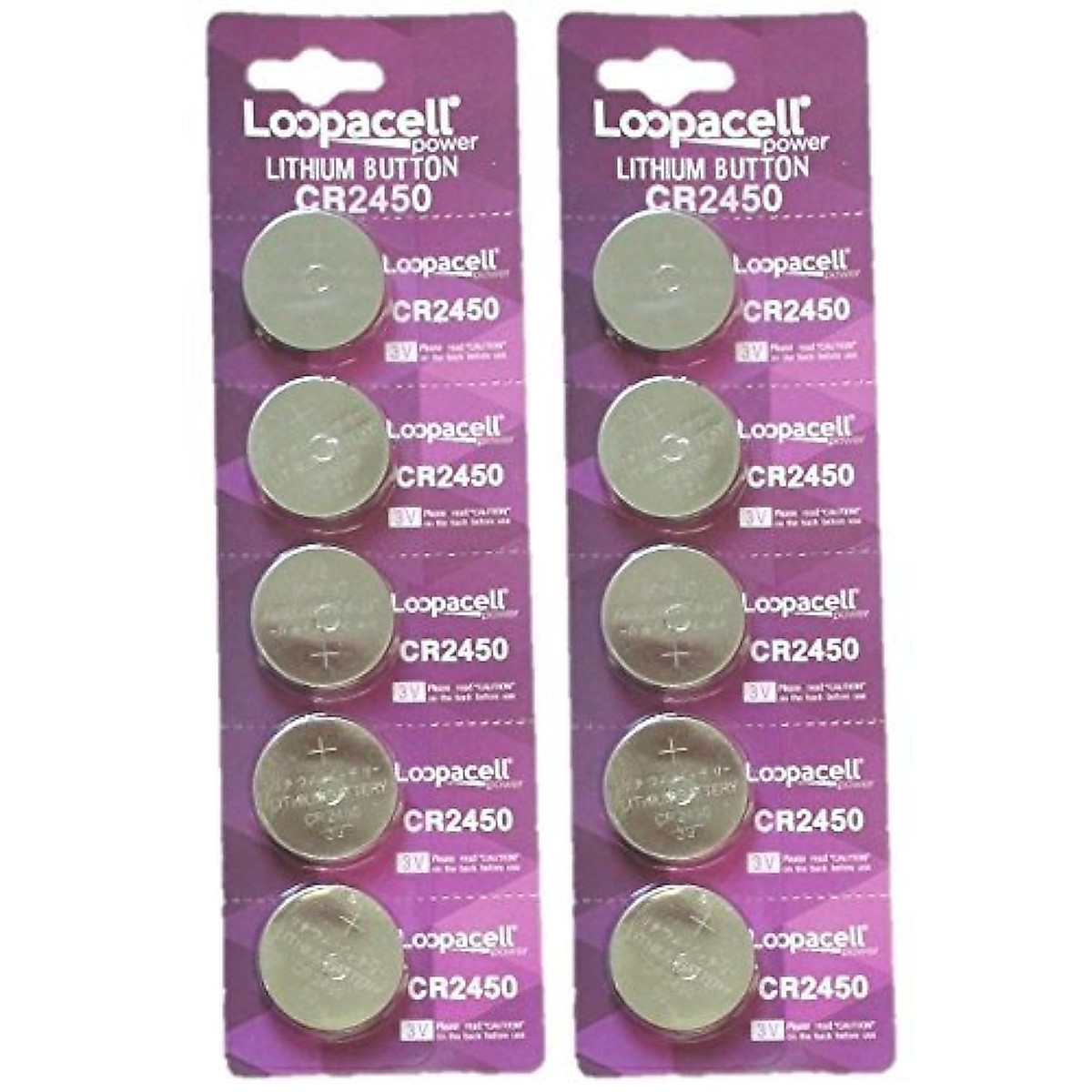 Loopacell CR2450 3V Lithium Battery 10 Pack