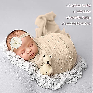 6 PCS Baby Props Photography Wrap Kits, SPOKKI 90X170cm Newborn Long Ripple Wraps with 3Pcs Flower Girl Headband Classic Outfits for Girl Princess Twins Birthday Party