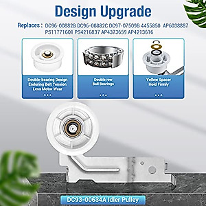 Upgraded Dryer Repair Kit for DC97-16782A Samsung Dryer Roller Replacement Kit, 6602-001655/5ph2337 Dryer Belt, DC93-00634A Dryer Idler Pulley, Replacement for Samsung Dryer Parts (Figures 6 and 7)