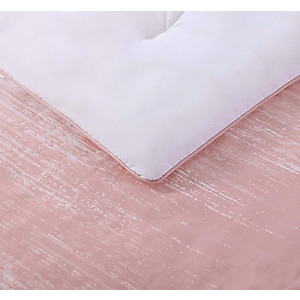 Vince Camuto - Full/Queen Duvet and Sham Set - Abstract Brushstroke Pattern - Lyon Collection - Blush/White