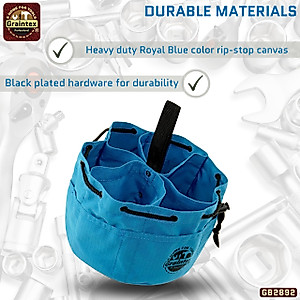 Graintex GB2892 18 Pockets Grab Bag Royal Blue Color Rip-stop Canvas Drawstring Closure, Small Parts Organizer Bag, Parachute Canvas Bag for Screws, Small Tools, Small Parts