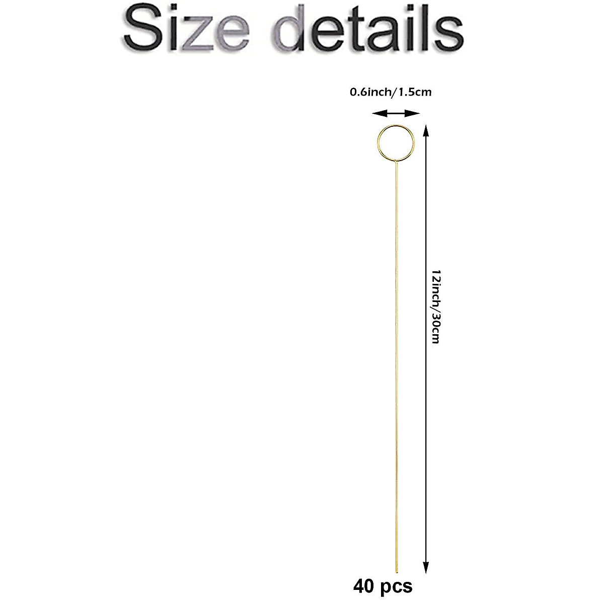 H&W 12''L Golden Ring Loop Round Shape Card Holders 40PCS Floral Picks Clips for Wedding & Flower Arrangements, DIY Craft Wire Clip Table Card Holders Note Photo Picture Memo Holder Cake Topper (Ring)