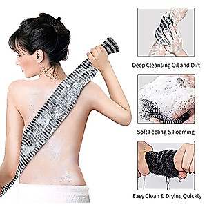 Exfoliating Back Scrubber, Body Scrubber for Shower Bath, Japanese Scrub Wash Cloth Exfoliating Washcloth Towel for Men Women Exfoliation, Body Scrubbing Brush Loofah Exfoliator African Net Sponge Rag
