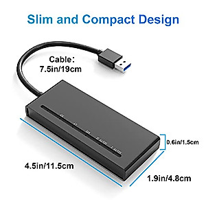 USB3.0 Multi SD Card Reader, SD/TF/Micro SD/CF/MS/XD 7-in-1 5Gbps High Speed Memory Card Reader for SDXC SDHC TF Micro SD CF MS MMC Card, Sony Memory Stick Pro Duo Adapter Read 5 Cards Simultaneously