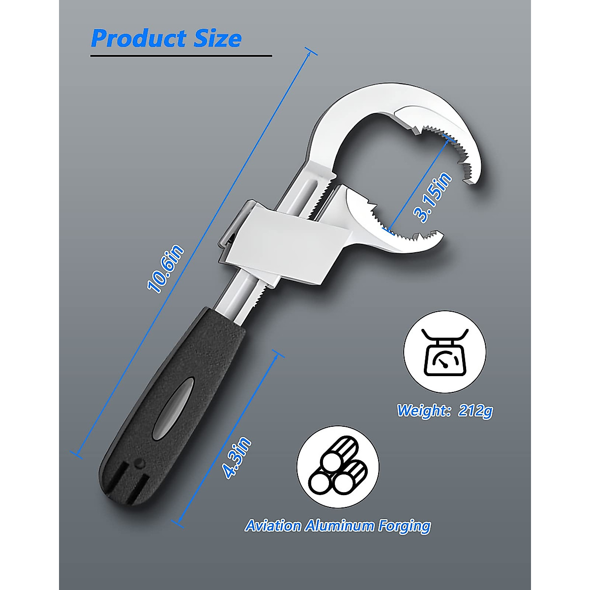 Universal Adjustable Double-Ended Wrench - Multifunctional Bathroom Wrench, Universal Pipe Wrench, Crescent Wrench Sets Hand Tool for Water Pipe Repair & Home Accessories