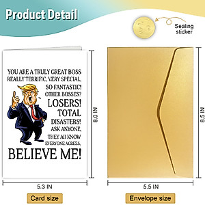 Spercy Funny Trump Boss's Day Card, Trump Birthday Card for Boss, Happy Boss's Day Gift, You Are Truly Great Boss