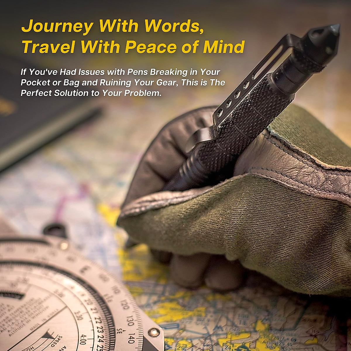 TF TAKEFLIGHT Tactical Pen Multitool, Diamond Thread Grip, Strong Rugged Aircraft Grade Aluminum EDC Survival Gear, Pocket Military Style Writing Glass Breaker for Men, Ideal Gift for Dad, Black…