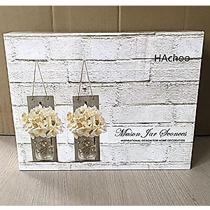 HAchoo Rustic Candle Wall Sconces Mason Jar Decoration Handmade Wall Decor Hanging Design with LED Fairy Lights Living Decor,Farmhouse Kitchen Decorations Wall Home Decor Bathroom Set of 2…