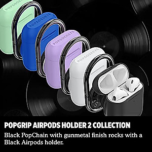 PopSockets PopGrip AirPods Holder + PopChain 2: Swappable Grip and AirPods Holder for Phones and Tablets - Black Gun Metal