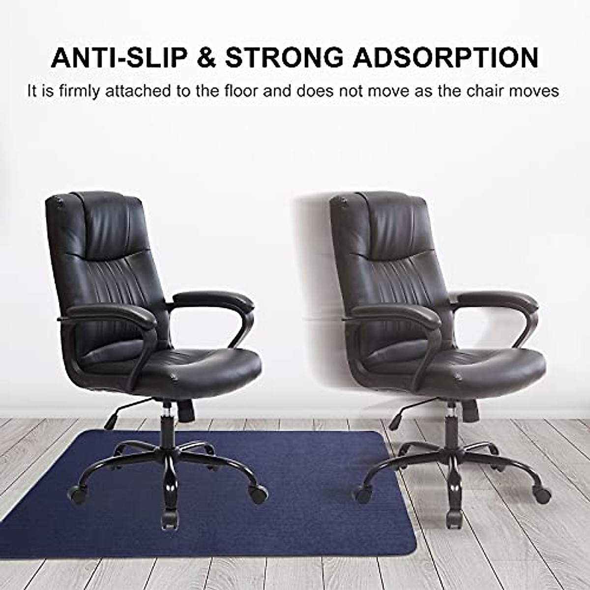 SHIEN Edging Office Chair Mat for Hardwood&Title Floor, 55"x35" Computer Gaming Rolling Chair Mat for Home Office Hardwood Floor, Anti-Slip Low Pile Under Desk Rug, Large Floor Protector (Navy Blue)