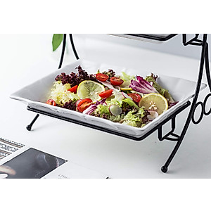 YHOSSEUN Porcelain Baking Set with Stand Tiered Serving Stand 3 Tier Buffet Server with Casserole Perfect Tray for Serving Display Large Size