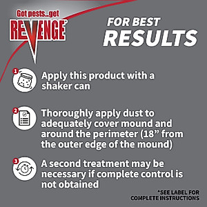 Bonide 4501 Dust, Revenge Fire Killer, 1 lb Ready-to-Use Insecticide for Outdoors, Perimeter Treatment for Ants, Bees, Roaches, Beetles