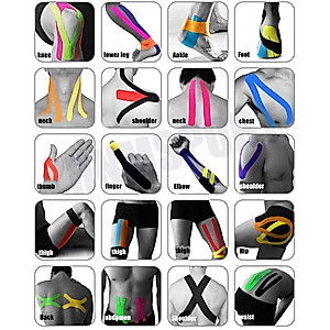 Mcolics Muscle Bandage, Athletic Elastic Kinesiology Tape 15 Colors 2-inch x 16.4 ft Roll Cotton Elastic Adhesive Muscle Sports Tape Bandage Physio Strain Injury Support (Purple)