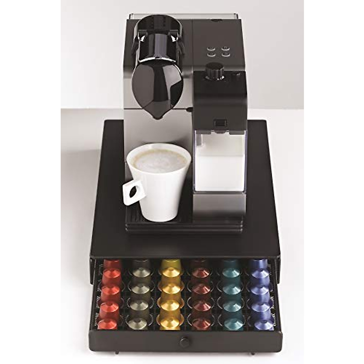 Nifty Large Nespresso Original Line Capsule Drawer – Black, 60 Capsule Pod Pack Holder, Non-Rolling Sliding Drawer, Under Coffee Storage Solution, Office or Home Kitchen Coffee Bar Organizer