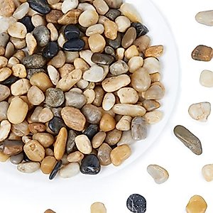 Future Way 5lbs River Rocks for Aquarium, Fish Tank, Decorative Pebbles for Indoor Plants, 3/4-1 1/2 Inch, Mixed Colors