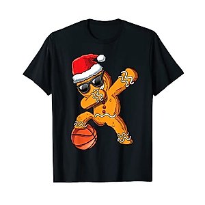 Christmas Dabbing Gingerbread Man Dab Cool Basketball Gift T-Shirt