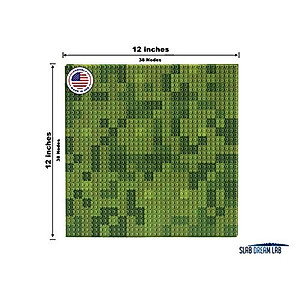 SlabDreamLab 12"X12" Slab Lite Baseplate for All Major Building Bricks and Blocks (Green Mosaic, Single)