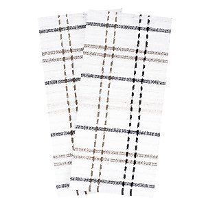 Ritz Royale Collection 100% Combed Terry Cotton, Highly Absorbent, Oversized Kitchen Towel Set, 28" x 18", 2-Pack, Checked, Latte