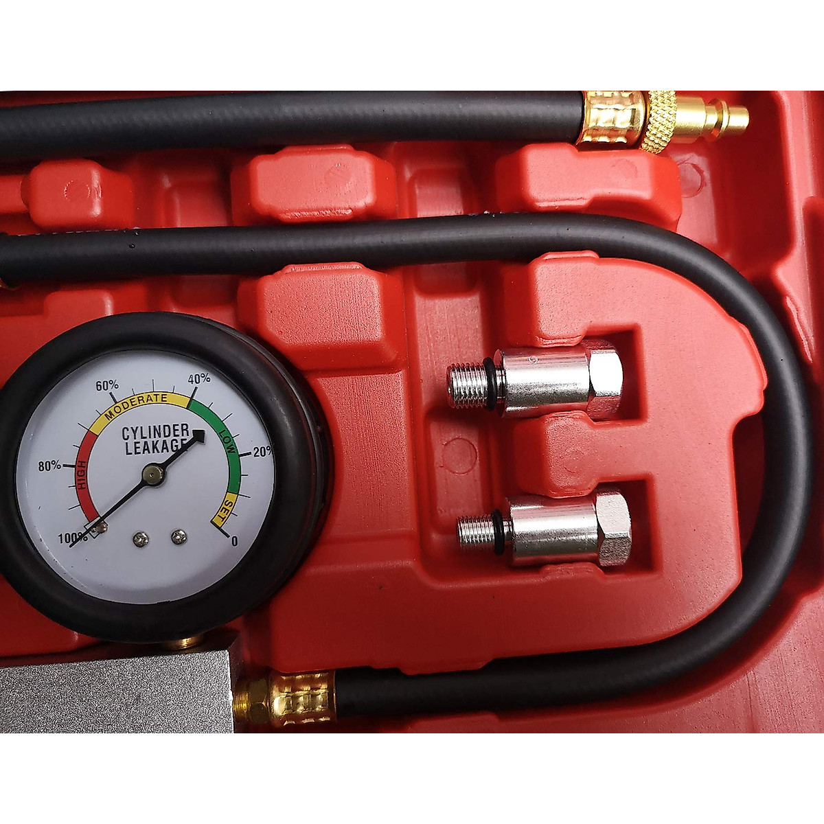Cylinder Leak Down Tester,Compression Test kit - Engine Cylinder Dual Gauge Leakdown Tester kit Diagnostics Tool.