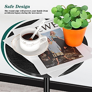 Round Side Table Small End Table Set of 2 Black Round Coffee Table Modern Nightstand Kids Bedside Table Outdoor Accent Table for Small Spaces Living Room Bedroom Patio