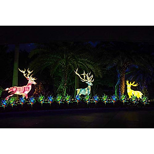 Idefair Solar Garden Lights Tree Outdoor Multi-Color Changing LED Stake Lights Flower for Garden, Patio, Yard and Decoration Solar Flickering Tree Lights (Tree,2 Pack)