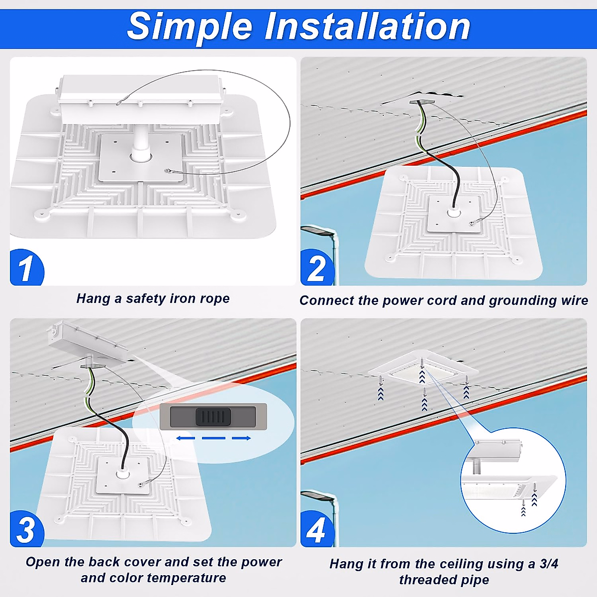 240W LED Gas Station Canopy Light, 43200LM 5700K Surface Mount LED Carport Ceiling Light (1000W HID/HPS Equivalent) Commercial Canopy Lighting for Gas Station, Garage, IP65 100-277V DLC UL Listed