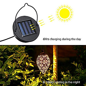 Tomshine Hanging Solar Lights Solar Lantern LED Garden Lights Metal Lamp Waterproof for Outdoor Hanging Decor (2 Pack)
