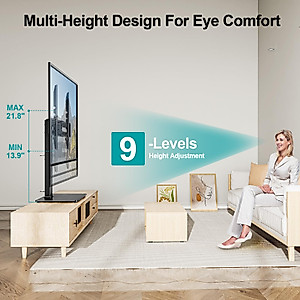 Universal TV Stand, Swivel TV Stand Base Fits Most 37 to 70 Inch LCD LED Screens, 9 Levels Height Adjustable Table Top TV Stand with Tempered Glass Base, Holds up to 88lbs, Max VESA 600x400mm