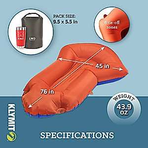 Klymit Litewater Dinghy (LWD) Packraft Inflatable Kayak, Light Inflatable Raft Packs Small for Backpacking, One Size, ORANGE-2020