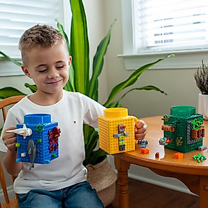 IndieBrick build-on brick cup coffee mug compatible with Lego Building Blocks GREEN