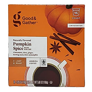 Good & Gather Pumpkin Spice Coffee Pods - Pack of 2 Boxes 16 Per Box 32 Total 100% Arabica Limited Edition Naturally Flavored, 8 Count (Pack 2)