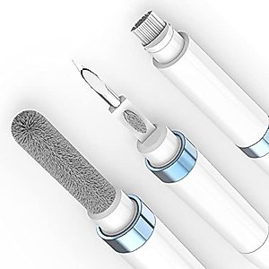 GOALSEN Wireless Earbuds Cleaning Tool 4in1 Equipped with a Flocked Sponge, a Metal Pen Tip, and 2 High-Density Brush Small Thing with a Big Effect Bluetooth Headphones Cleaning Pen -Blue