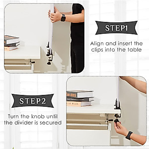 Jetec Clamp on Desk Divider for Office Acoustic Desk Privacy Panel Sound Proof Dividers Sound Absorbing Cubicle Wall Desk Partition Standing Desk Accessory(Light Gray, 60 x 24 Inch, 24 x 24 Inch)