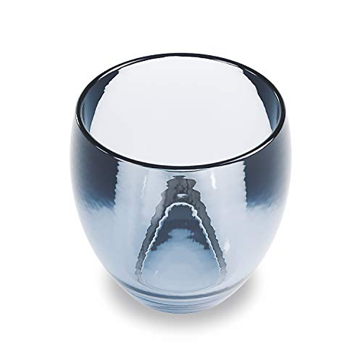 Umbra Droplet, Clear Pump Dispenser-Modern Heavy-Duty Refillable 10-Ounce Soap Container for Bathroom-Perfectly Nested in Amenity Tray, Can Be Placed On Countertop, Sink in Bath, Denim