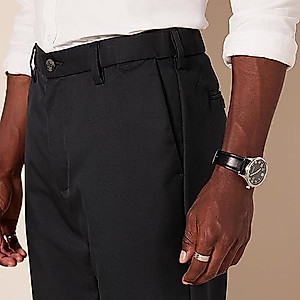 Amazon Essentials Men's Classic-Fit Expandable-Waist Flat-Front Dress Pant, Black, 34W x 32L