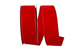 Reliant Ribbon 92270W-065-09F Value Velvet Wired Edge Ribbon, 1-1/2 Inch X 10 Yards, Red