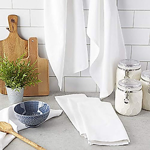 DII Basic Solid Dishtowel Collection Cotton Flat Woven, Small Set, 18x28, White, 6 Piece