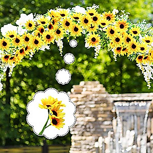 Luinabio 50 Pieces Mini Artificial Sunflower Heads with Iron Wire for Home Party Decoration Wedding Decor, Bride Holding Flowers Centerpieces Wreath Garden Craft DIY Art Decor Crafts (1.77 Inch)