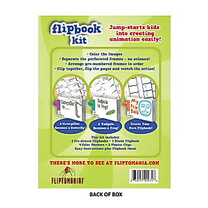 Fliptomania Bundle of 3 Flipbook Kits for Kids - Rocket & Robot, Frog and Butterfly, Dinosaurs - Save 15%