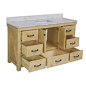 Kitchen Bath Collection Tuscany 60-inch Single Bathroom Vanity (Carrara/Driftwood): Includes Driftwood Cabinet with Authentic Italian Carrara Marble Countertop and White Ceramic Sink